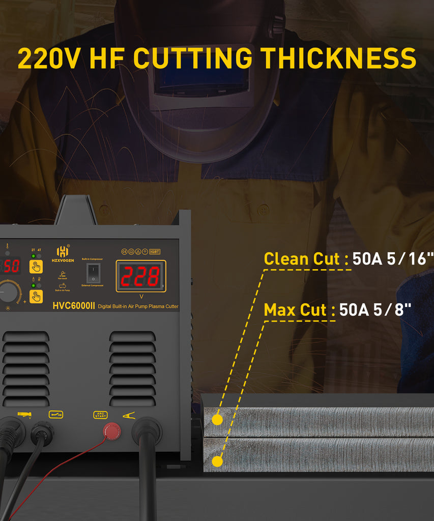 HZXVOGEN 40 Amp Plasma Cutter with Built-In Air Compressor 220V Contac